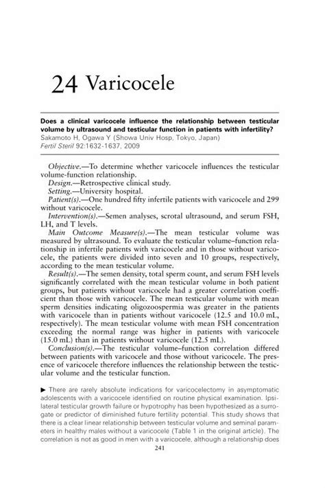 Pdf Does A Clinical Varicocele Influence The Relationship Between Testicular Volume By