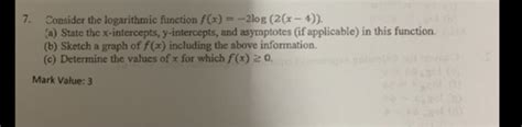 solved 7 consider the logarithmic function f x 2log