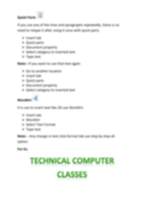 SOLUTION Seven Day In Computer Class Ms Word Insert Tab Part