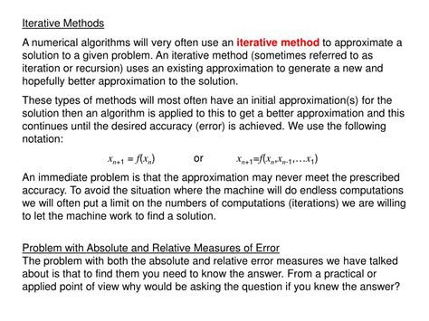 Ppt Error Measurement And Iterative Methods Powerpoint Presentation