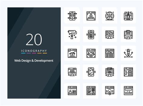 20 Web Design And Development Outline Icon For Presentation 19319676 Vector Art At Vecteezy