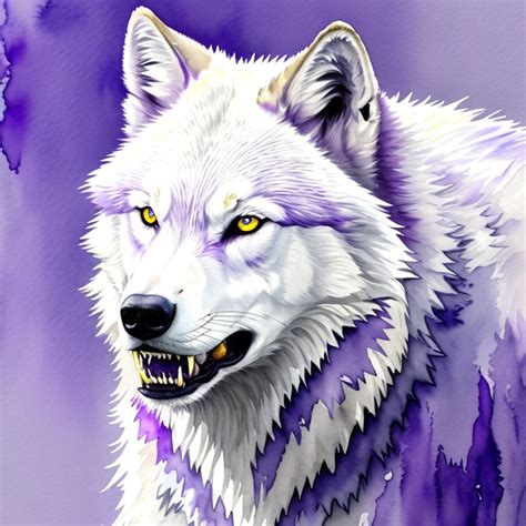 White Wolf With Purple Eyes