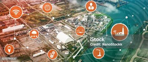산업 40 기술 개념 로봇과 자동화 기계를 사용하여 자동화 시스템을 보여주는 아이콘 그래픽으로 4차 산업혁명을 위한 스마트 팩토리 0명에 대한 스톡 사진 및 기타 이미지