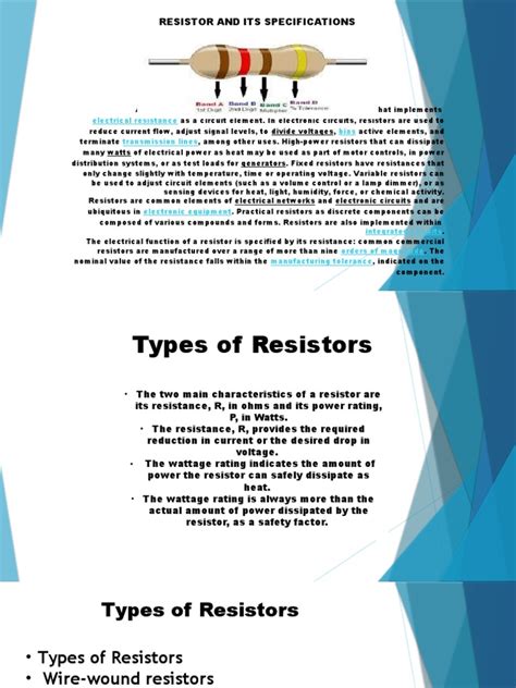 Resistor And Its Specifications Pdf Resistor Electric Power