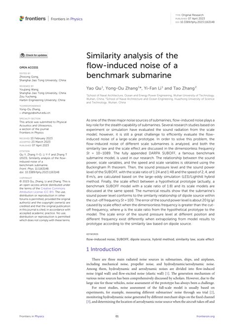 Pdf Similarity Analysis Of The Flow Induced Noise Of A Benchmark Submarine