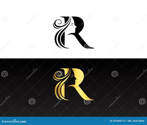 Initial Letter R Beauty Woman Logo Design Stock Vector Illustration Of Line Moustache