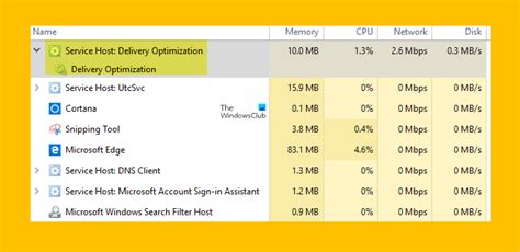 서비스 호스트 전달 최적화 높은 네트워크 디스크 또는 Cpu 사용량 서비스 호스트 전달 최적화 높은 네트워크 디스크 또는 Cpu 사용량