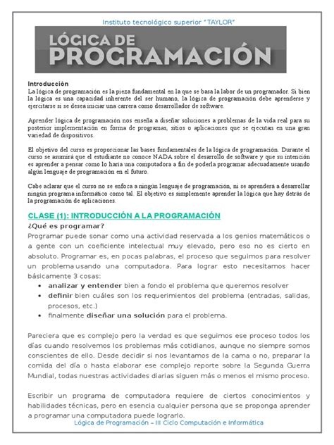 Clase 1 De Programacion Descargar Gratis Pdf Algoritmos Programación De Computadoras
