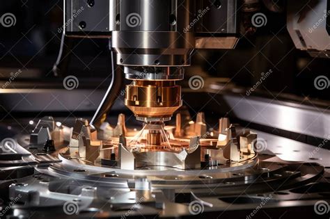 Precision Cnc Milling Machine Crafting Intricate Metal Design With Sparks In Machining Process