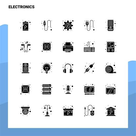 25 Electronics Icon set Solid Glyph Icon Vector Illustration Template ...