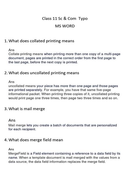 Typo Notes Ms Word For Class 11 Pdf Microsoft Word Hyperlink