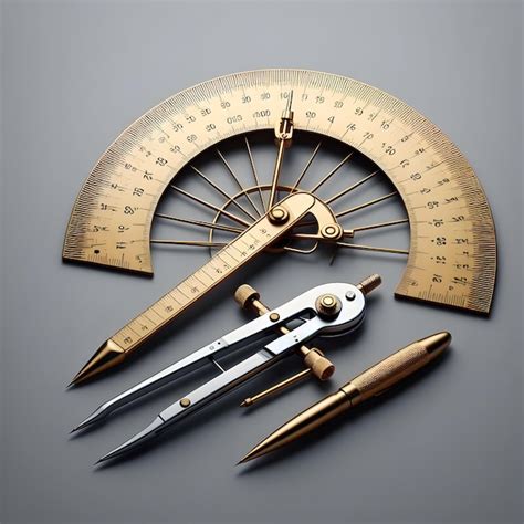 Premium Photo A Ruler Protractor And Compass Set For Geometry Class