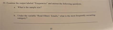 Solved Examine The Output Labeled Frequencies And Answer