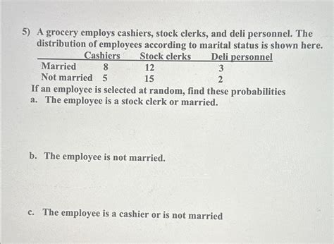 Solved A Grocery Employs Cashiers Stock Clerks And Deli
