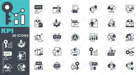 Key Performance Indicator Icons Set Solid Icon Collection Vector