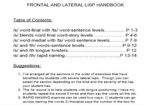 Frontal And Lateral Lisp Handbook Made By Teachers 40 Off