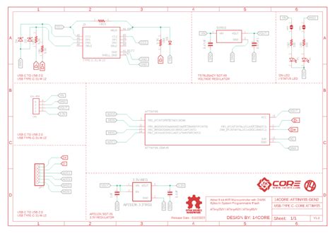 Core ATTINY USB C Microcontroller Schematics Diagram Core