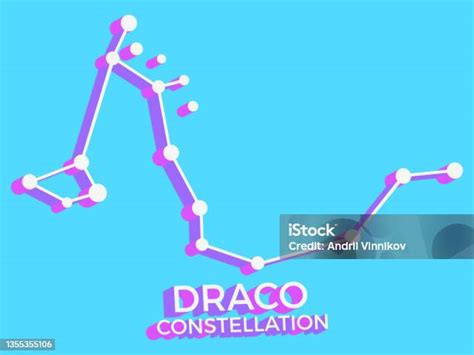 드라코 별자리 3d 기호 파란색 배경에 등색 스타일별 아이콘 별과 은하의 클러스터 벡터 일러스트레이션 3차원 형태에 대한 스톡 벡터 아트 및 기타 이미지 Istock