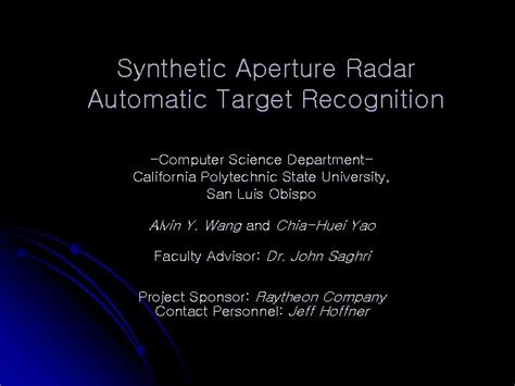 Synthetic Aperture Radar Automatic Target Recognition Computer Science