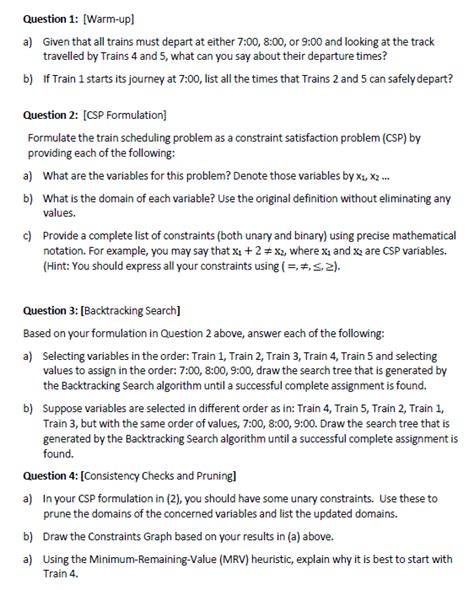 Solved Trains Scheduling Problem The Tracks In The Following
