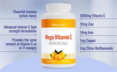 Nutri Align Mega Vitamin C 120 High Strength Vitamin C Capsules