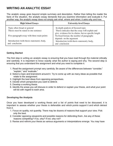 Analytic Essay Writing An Analytic Essay The Analytic Essay Goes Beyond Simple Summary And