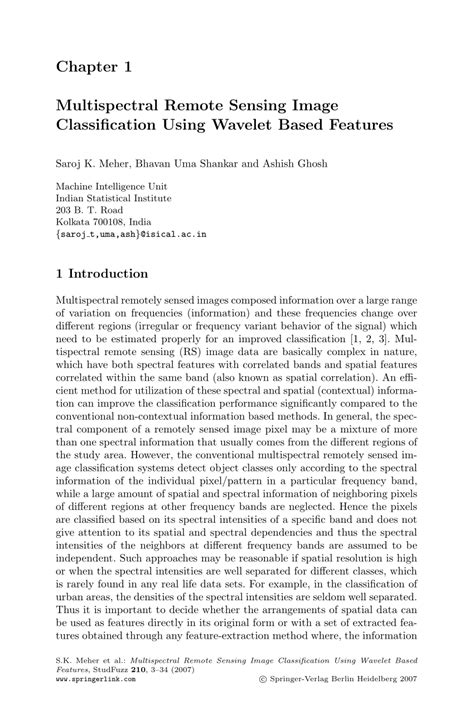 pdf multispectral remote sensing image classification using wavelet