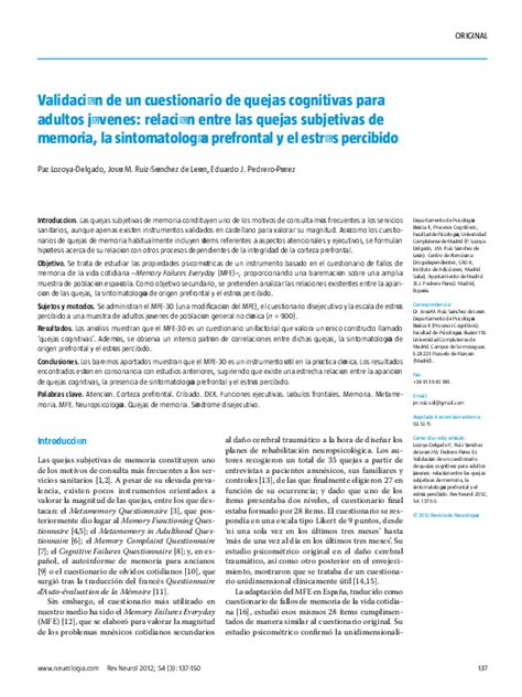 Pdf The Prospective And Retrospective Memory Questionnaire