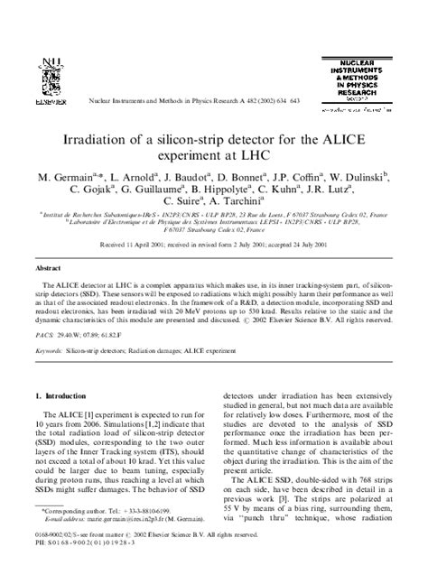 Pdf Irradiation Of A Silicon Strip Detector For The Alice Experiment At Lhc