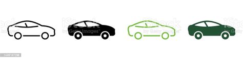 차량 자동차 운송 라인과 실루엣 아이콘 세트입니다 사이드 뷰 픽토그램의 자동차 흰색 배경에 자동차 세단 운송 기호 컬렉션입니다 자동 서명 고립된 벡터 그림 Brand