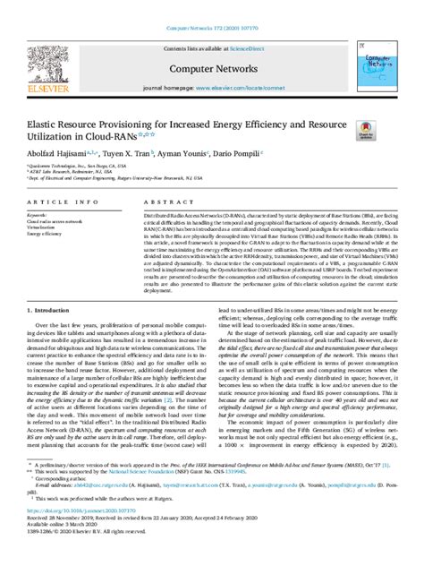 Pdf Elastic Resource Management In Cloud Rans