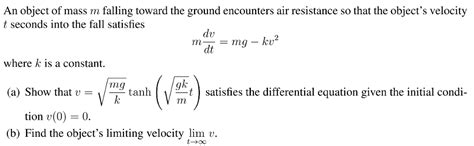 Solved An Object Of Mass M Falling Toward The