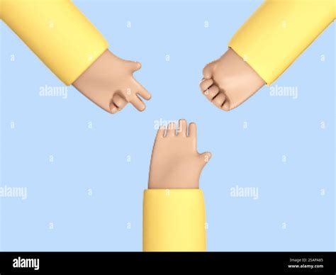 3d Cartoon Hands Play Rock Paper Scissors Game Rock Paper Scissors