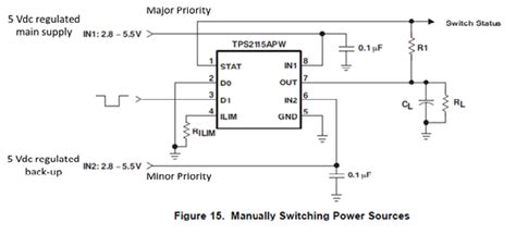 TPS2115A Configuration For Manual Or Automatic Switching Consumption Current Values Power