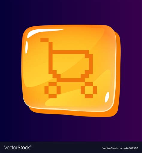 Shopping Cart Glossy Ui Button With Pixelated Icon