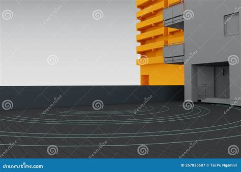 Empty Scene With Libe Sonar For Rear Car Sensor Stock Illustration