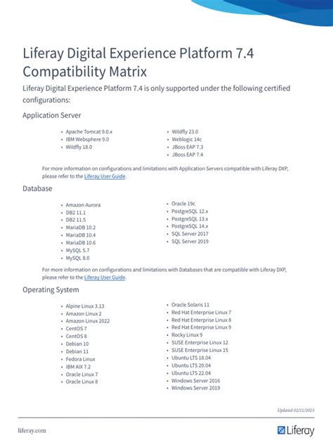liferay dxp 7 4 compatibility matrix download free pdf cloud