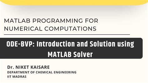 Ode Bvp Introduction And Solution Using Matlab Solver Youtube