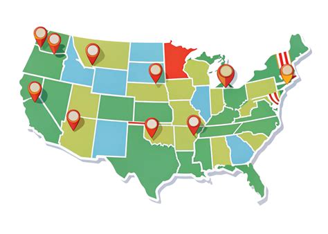 Flat Design Map Showing Retail Locations And Navigation Pins With