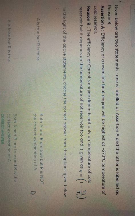 Given Below Are Two Statements One Is Labelled As Assertion A And The O
