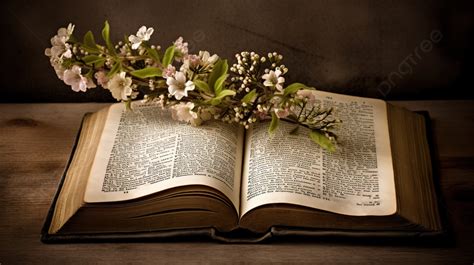 Open Bible With Flowers