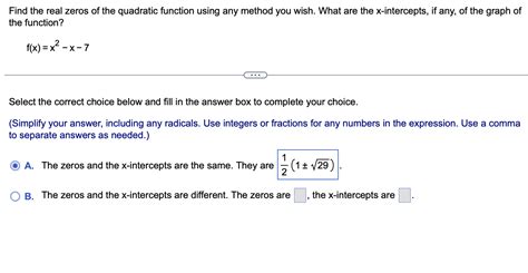 Solved Find The Real Zeros Of The Quadratic Function Using