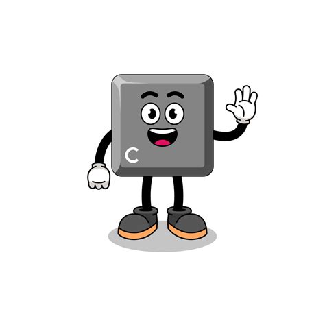 Keyboard C Key Cartoon Doing Wave Hand Gesture Vector Art At Vecteezy
