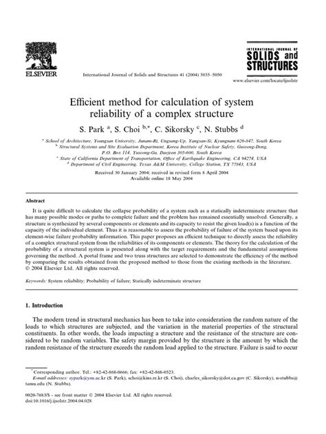 System Reliability Complex Structures Pdf Reliability Engineering System