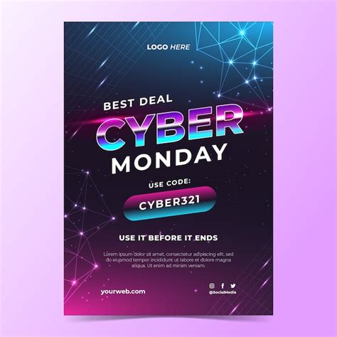 사이버 먼데이 수직 포스터 템플릿 무료 벡터