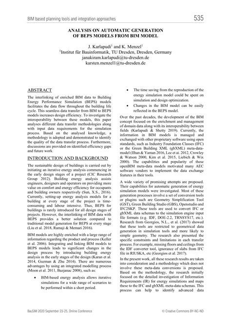 Pdf Analysis On Automatic Generation Of Beps Models From Bim Model