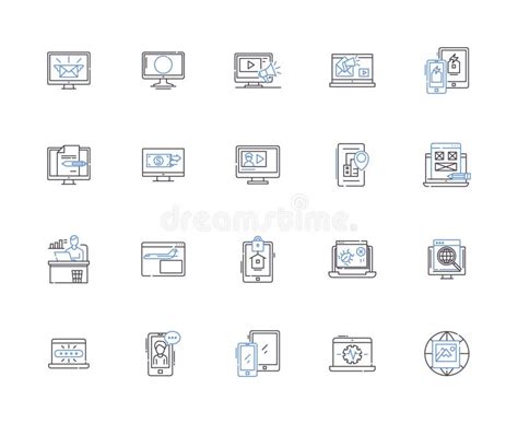 Internet Marketing Outline Icons Collection Search Optimization Ads