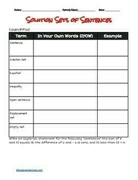 Unit Solving Equations Entry Solution Sets With One Variable Easy Edit