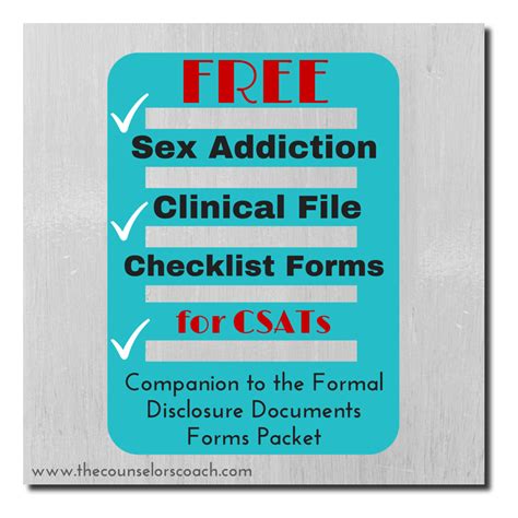 FREE Sex Addiction Clinical File Checklist Forms The Counselor S Coach