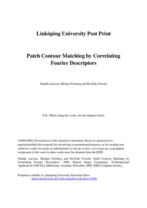 Pdf Patch Contour Matching By Correlating Fourier Descriptors